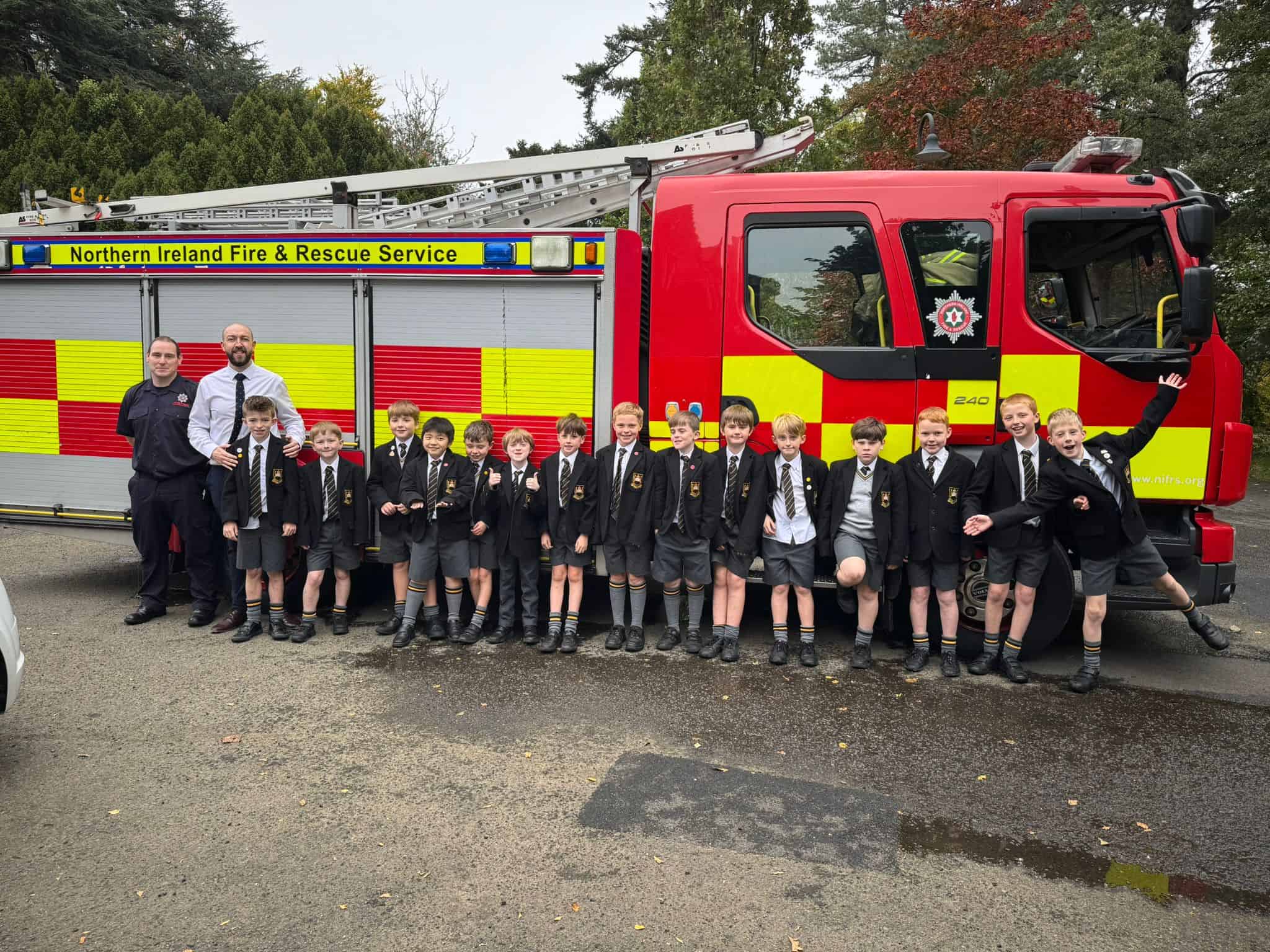 P5 Boys Learn Fire Safety with NI Fire & Rescue Service - Inchmarlo